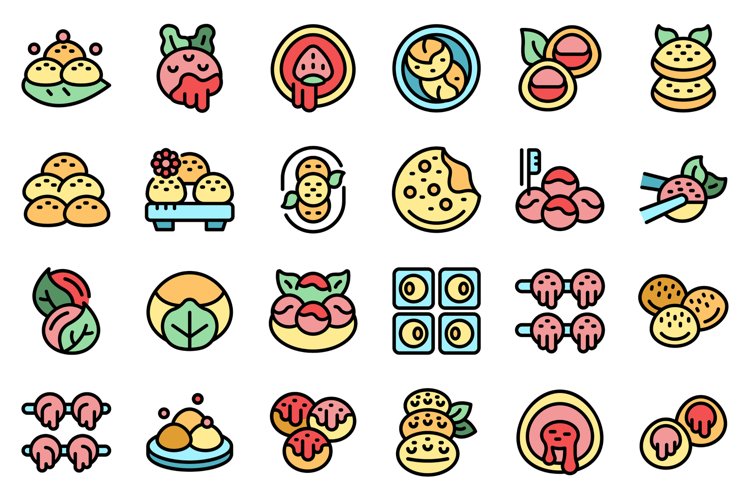 Mochi icons set vector flat