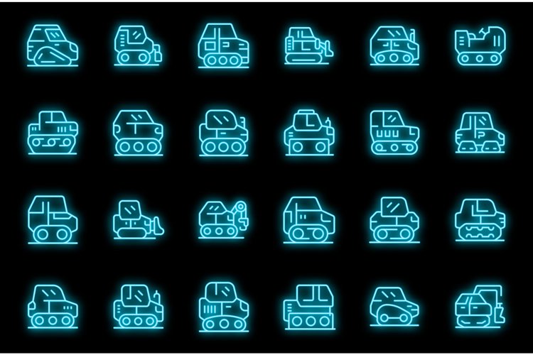 Crawler icons set vector neon