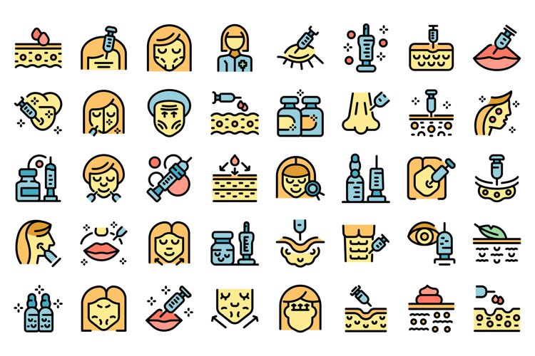 Botox icons set vector flat