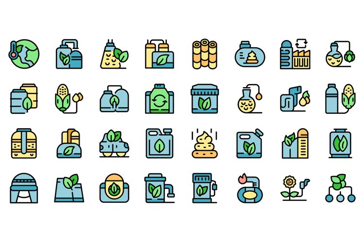 Biogas icons set vector flat