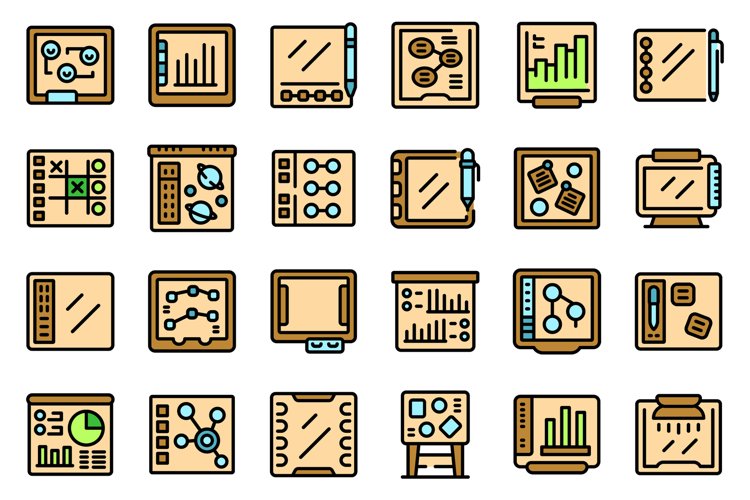 Interactive board icons set vector flat