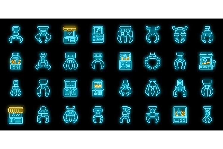 Grabber icons set vector neon