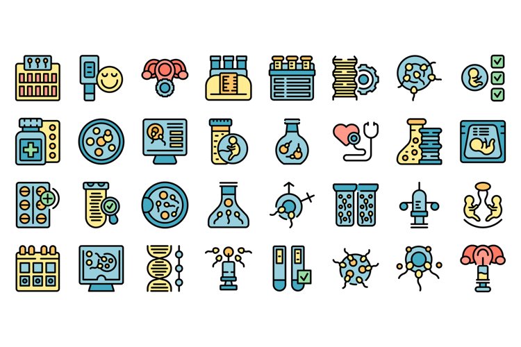 Artificial insemination icons set vector flat