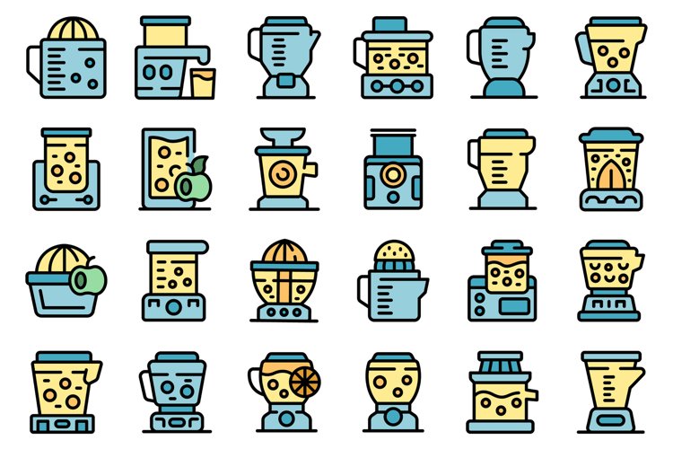 Juicer icons set vector flat