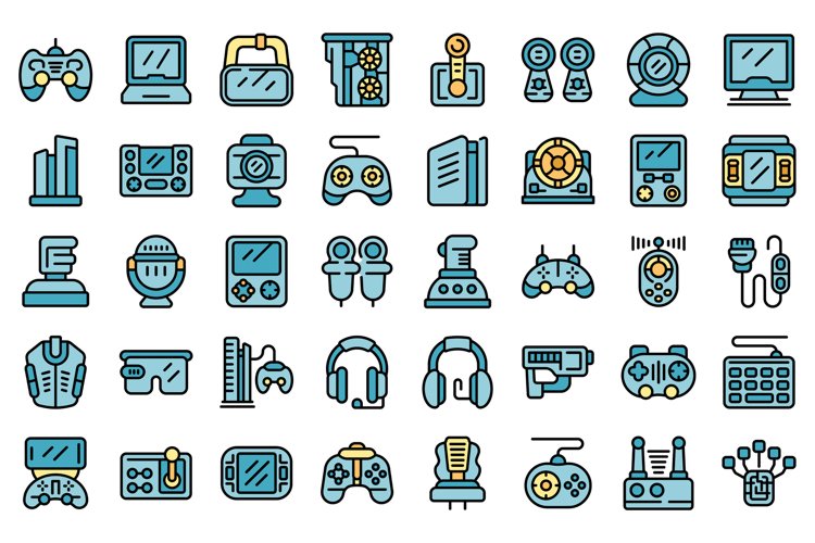 Game accessories icons set vector flat