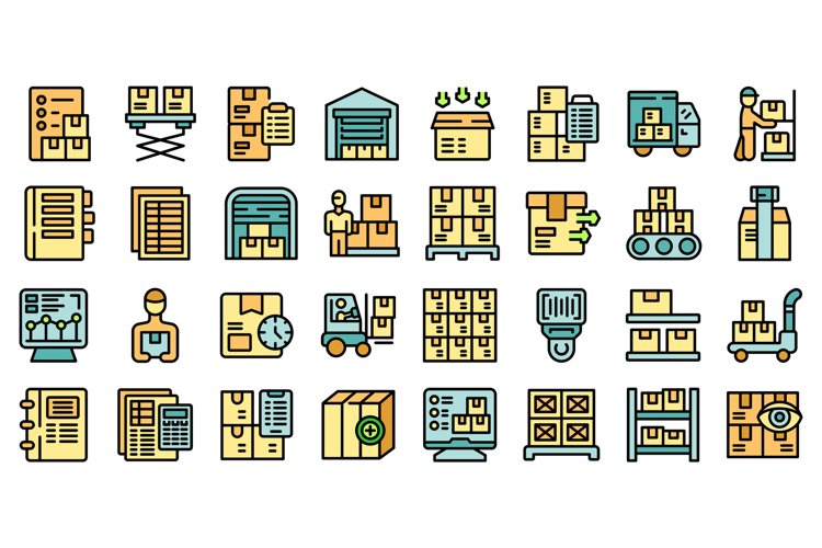 Storekeeper icons set vector flat