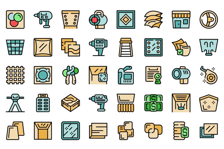 Stretch ceiling icons set vector flat