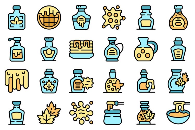 Maple syrup icons set vector flat
