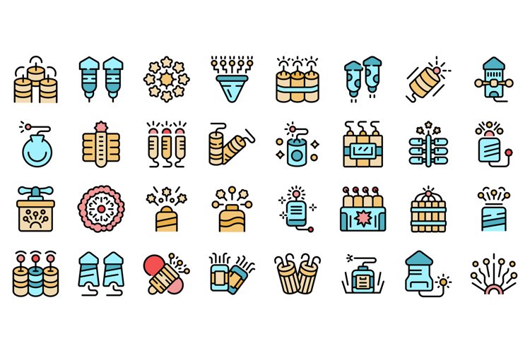 Petard icons set vector flat