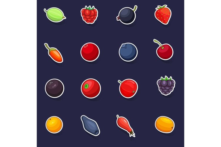 Berries icons set vector sticker
