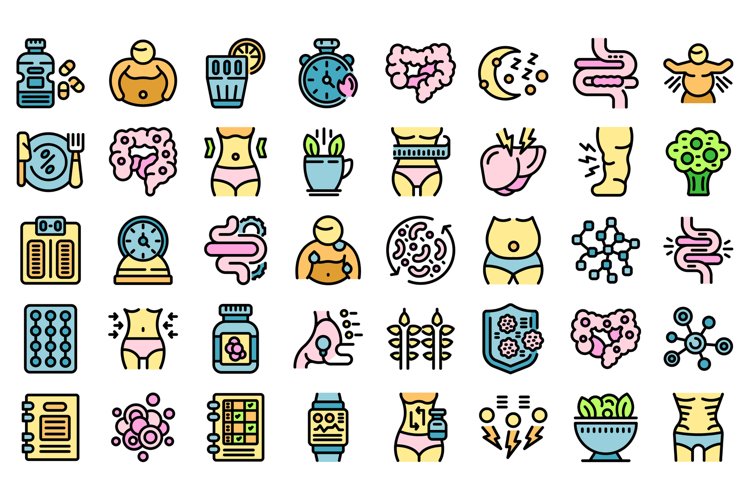 Belly icons set vector flat