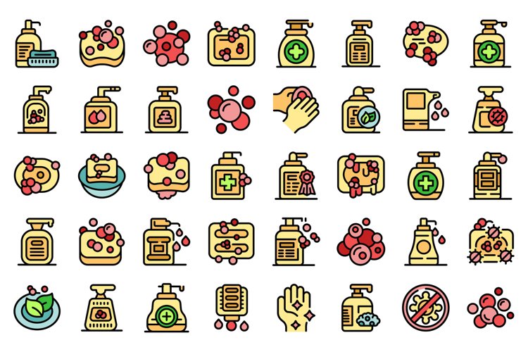 Soap icons set vector flat