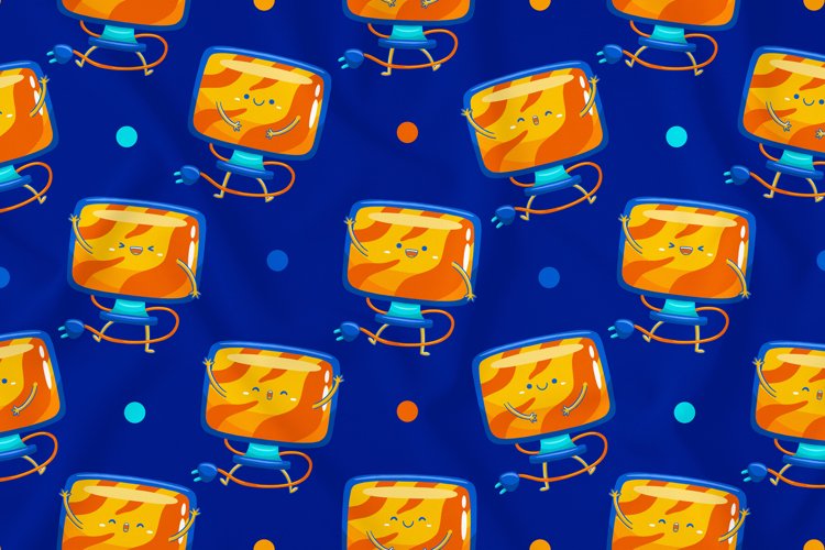 Computer Mascot Seamless Pattern