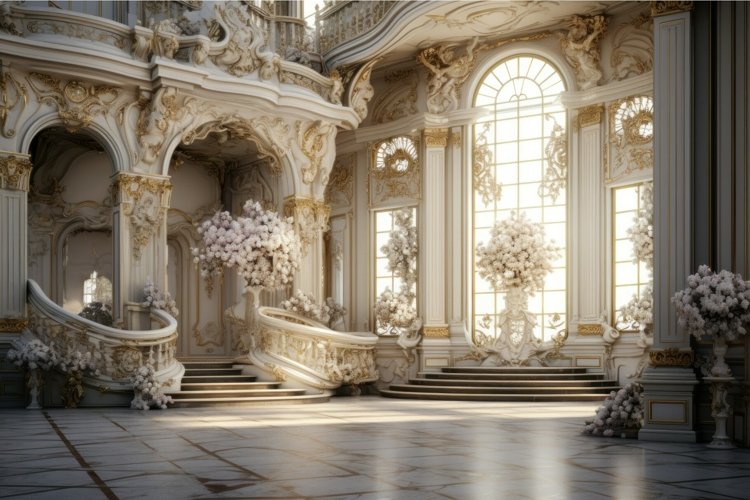 Ornate baroque interior. Generate Ai (3748985)
