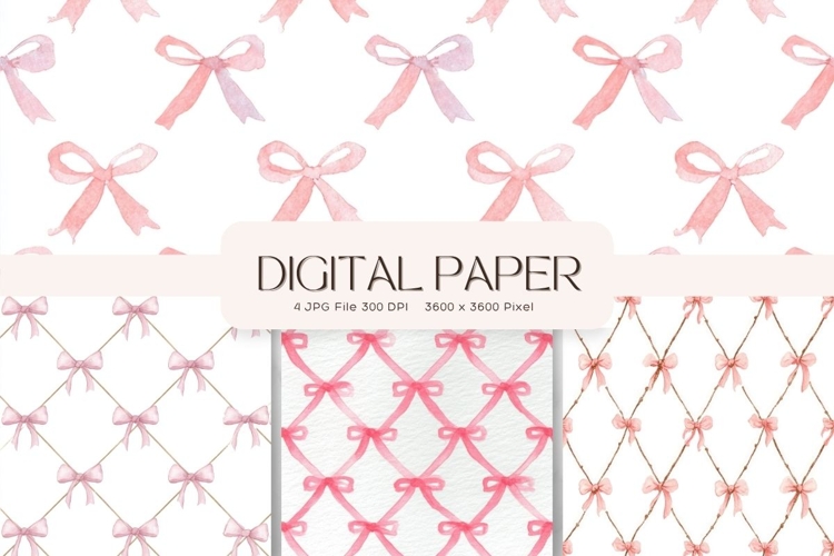 Bow Ribbon Background Bow Digital Paper Pattern (5845032)