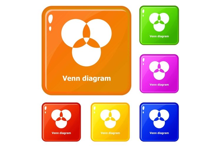 Round venn diagram icons set vector color