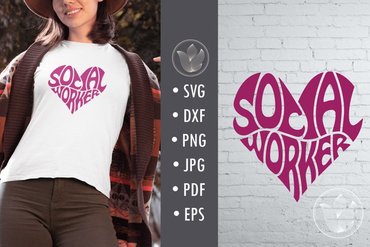 Social Worker Cut File | Heart Word Art