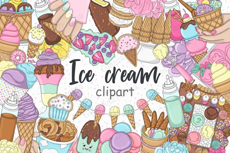 Ice Cream CLIPART Summer Tropical Dessert Candy PNG Files