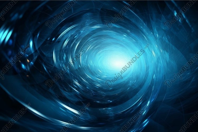 Digital illustration of a dynamic blue vortex, conveying mot