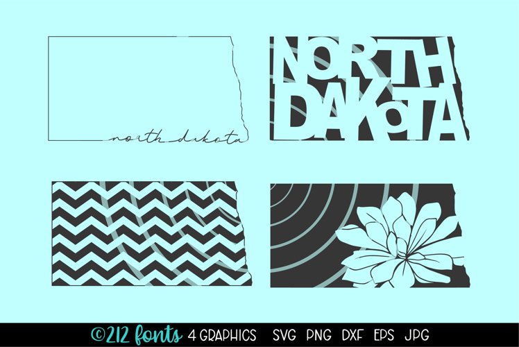 4 - North Dakota State Map Graphic Cut File DXF PNG JPG SVG (430861 ...
