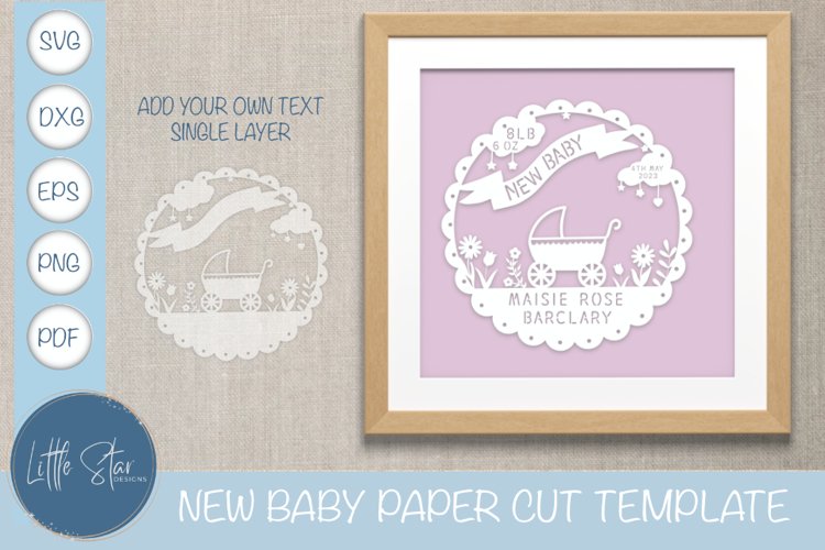 Intricate Single Layer New Baby Papercut SVG