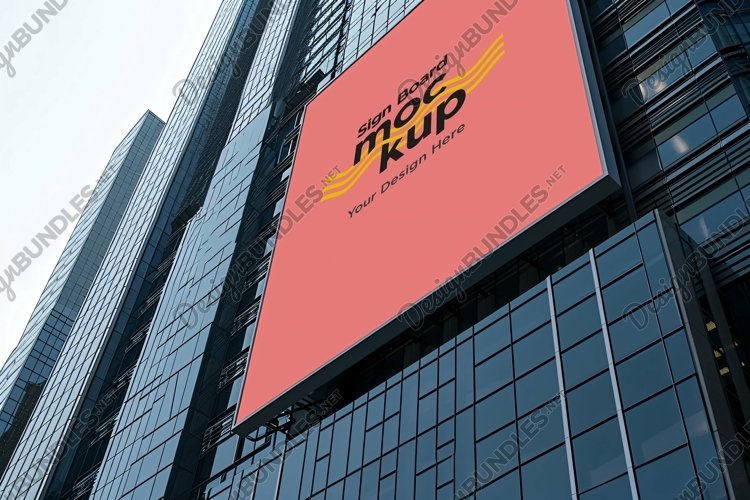 Sign Board Mockup on Building Wall (3347599)