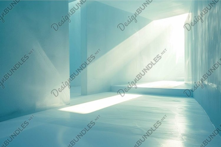 Soft sunlight streams through a modern bluetoned room creati
