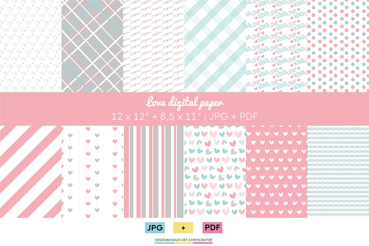 Valentine's Day pastel colors digital paper (1163757) | Papers | Design ...