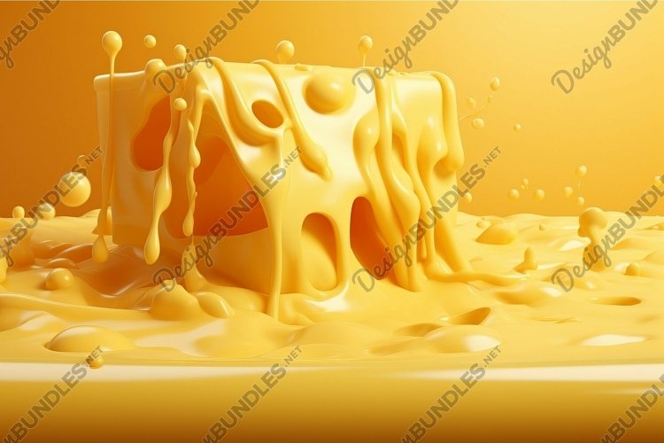 Abstract 3d illustration of golden liquid melting and splash