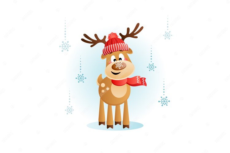 Cute Deer with a snowflake on the nose.