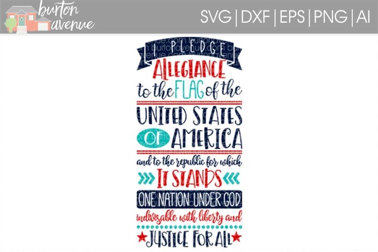 Pledge of Allegiance SVG Cut File for Silhouette, (99466)