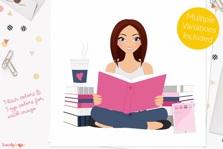 Storytime girl character clipart S021 Lisa