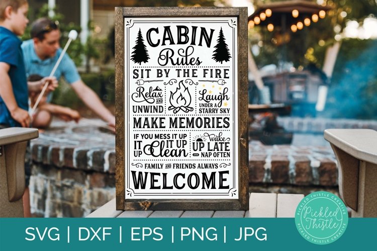 Cabin Rules Rustic Sign SVG