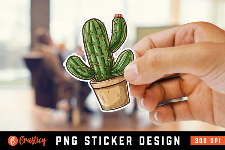Cactus pot Sticker,Botanical Sticker,Garden Sticker