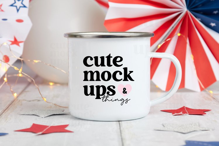 Patriotic Mock Up | Enamel Mug 4th of July Mock Up (2453713)