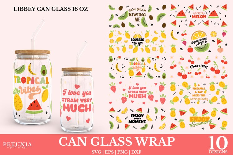 Beer Can Glass Wrap SVG Bundle | Glass Can Wrap SVG