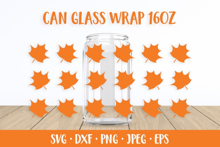 Maple Leaves Can Glass Wrap SVG. Autumn Glass Can (2142679)