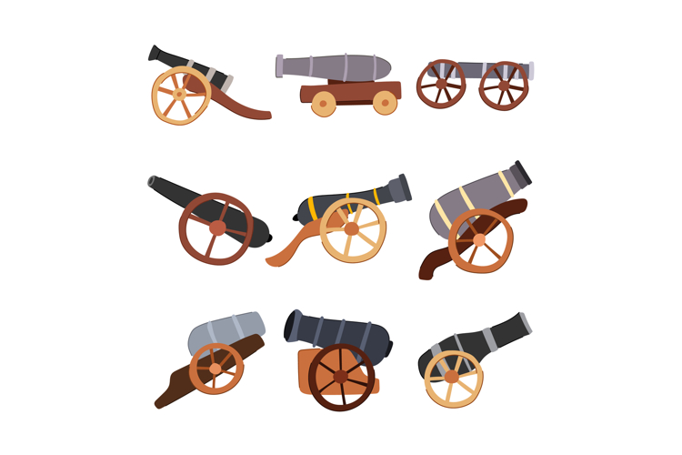 cannon gun set cartoon