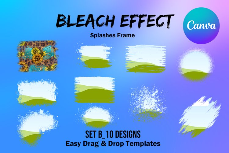 Canva Frame Template Bleach Effect SetB Splash Fill Your Own