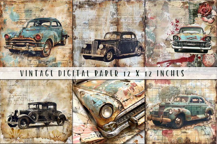 Vintage Car Junk Journal Scrapbook Paper (3903601)