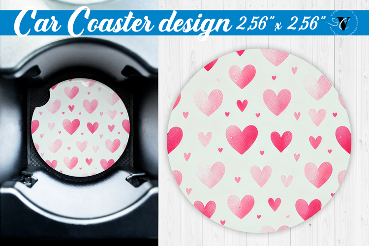 Spring Car Coaster | Hearts pattern (5302864)