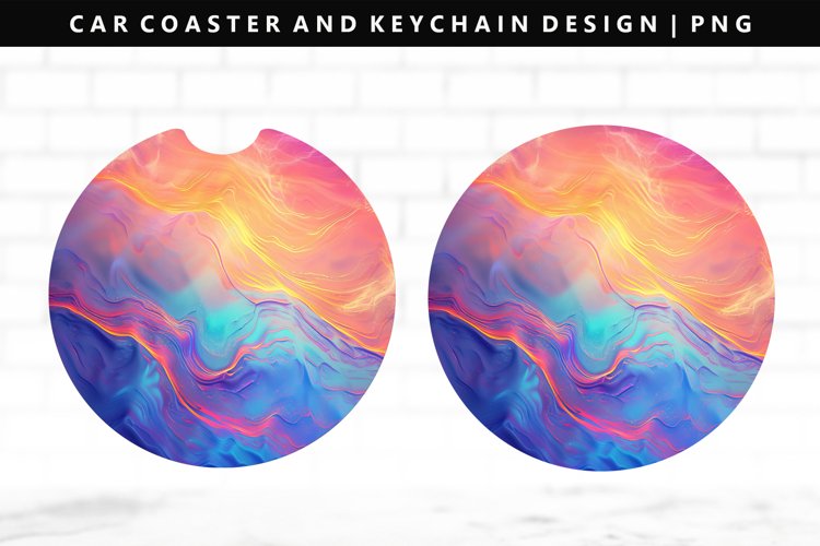 Flower Keychain And Car Coaster Sublimation Design