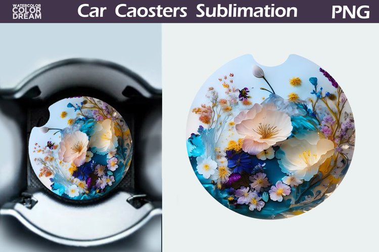 Flowers Car Coaster | 3D Flowers Round Coaster (4584044)
