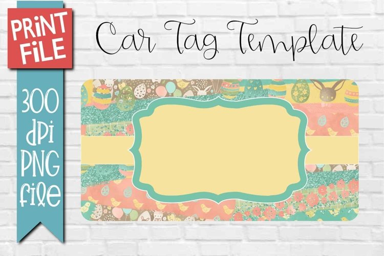 Car Tag Template PNG | Easter Mixed Patterns Sublimation