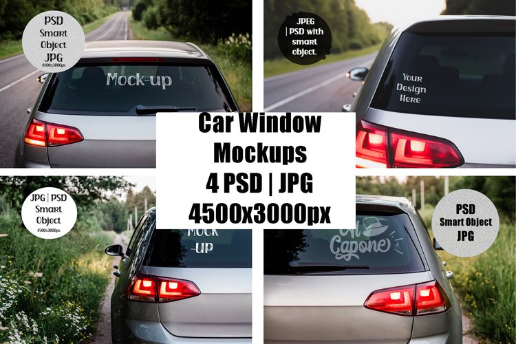 Vinyl car sticker mockup, rear window mockup outdoors 4 PSD