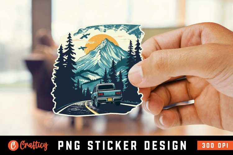 Car with mountains sticker,Wilderness sticker,Travel decal