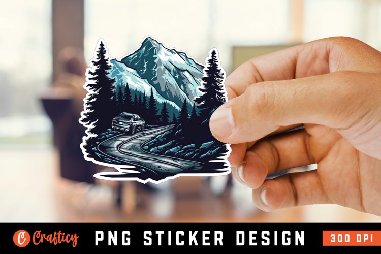 Car with mountains sticker,Adventure sticker,Travel decal