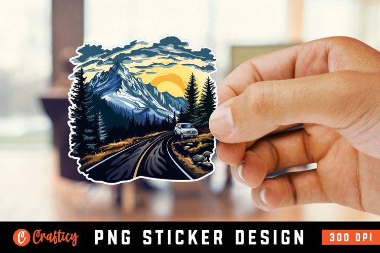 Car with mountains sticker,Adventure sticker,Travel decal