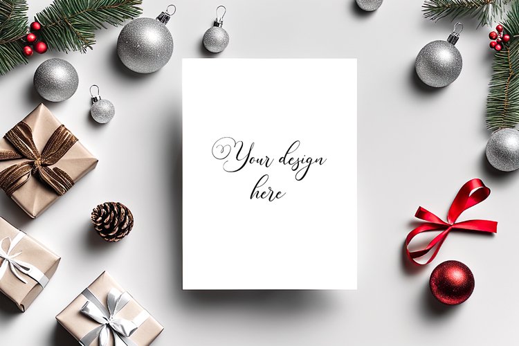 Christmas Card Mockup. Holiday mockup