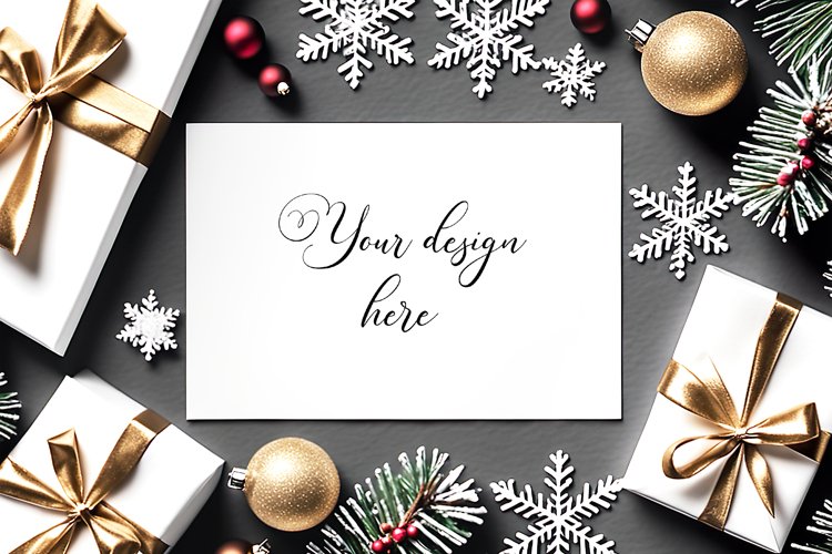 Christmas Card Mockup. Holiday mockup